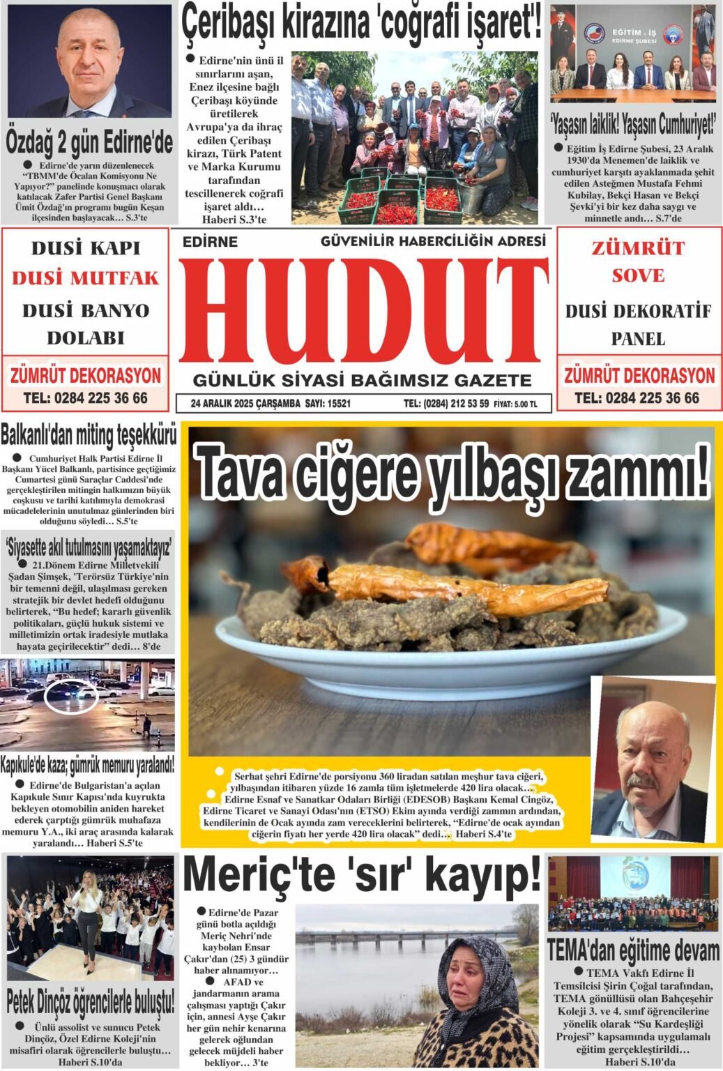 24 Aralık 2025 Çarşamba Hudut Gazetesi – Hudut Gazetesi