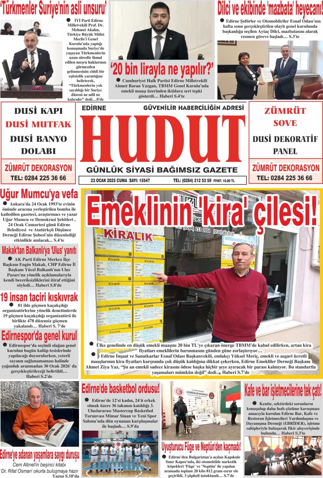 23 Ocak 2026 Cuma Hudut Gazetesi – Hudut Gazetesi